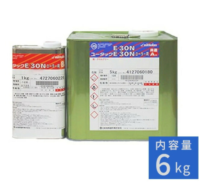 【楽天市場】ユータック E-30Nローラー用 標準色 6kgセット レベリング高特性 食品工場 光沢 耐摩耗性 耐衝撃性 耐薬品性 高耐久性 日本特殊塗料 E30N：Tパケ