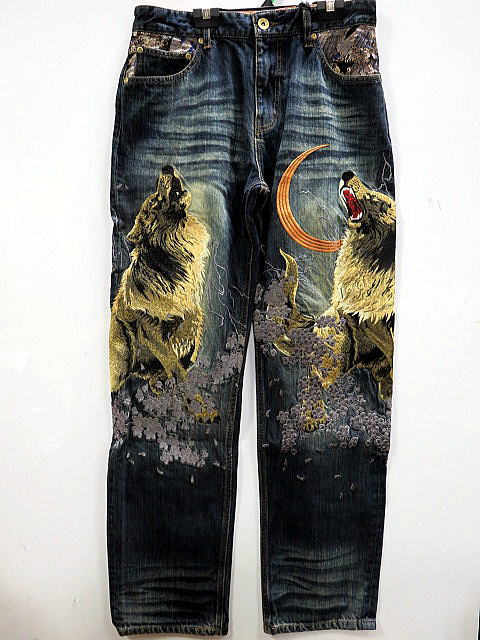 楽天市場】絡繰魂 粋 龍牡丹総刺繍デニムパンツ 和柄 カラクリ魂 粋