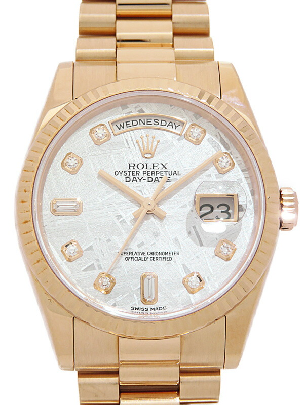 【楽天市場】【ROLEX】【メテオライト文字盤】【PG】【仕上済】ロレックス『デイデイト 10Pダイヤ』118235A P番’00年頃製 メンズ 自動巻き 12ヶ月保証【中古】：高山質店