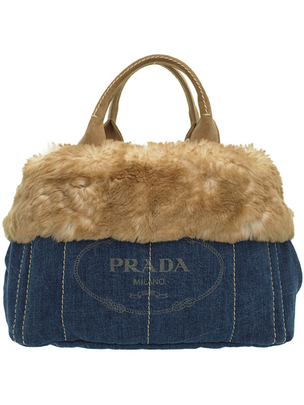 【楽天市場】【PRADA】プラダ『ファー付 カナパ トートバッグ』BN2182 レディース 1週間保証【中古】b03b/h07AB：高山質店