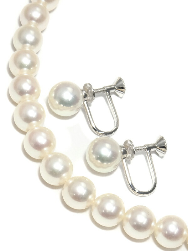 【楽天市場】【MIKIMOTO】ミキモト『SILVER/K18WG パール7.0～7.5mm 8.4mm ネックレス イヤリング 2点セット』1週間保証【中古】：高山質店
