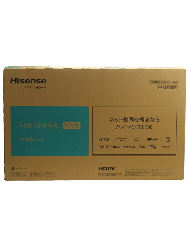 【楽天市場】【Hisense】【訳あり未使用品】ハイセンス『50V型 / 4K液晶テレビ / E6Kシリーズ』50E6K 2023年11月発売 ...
