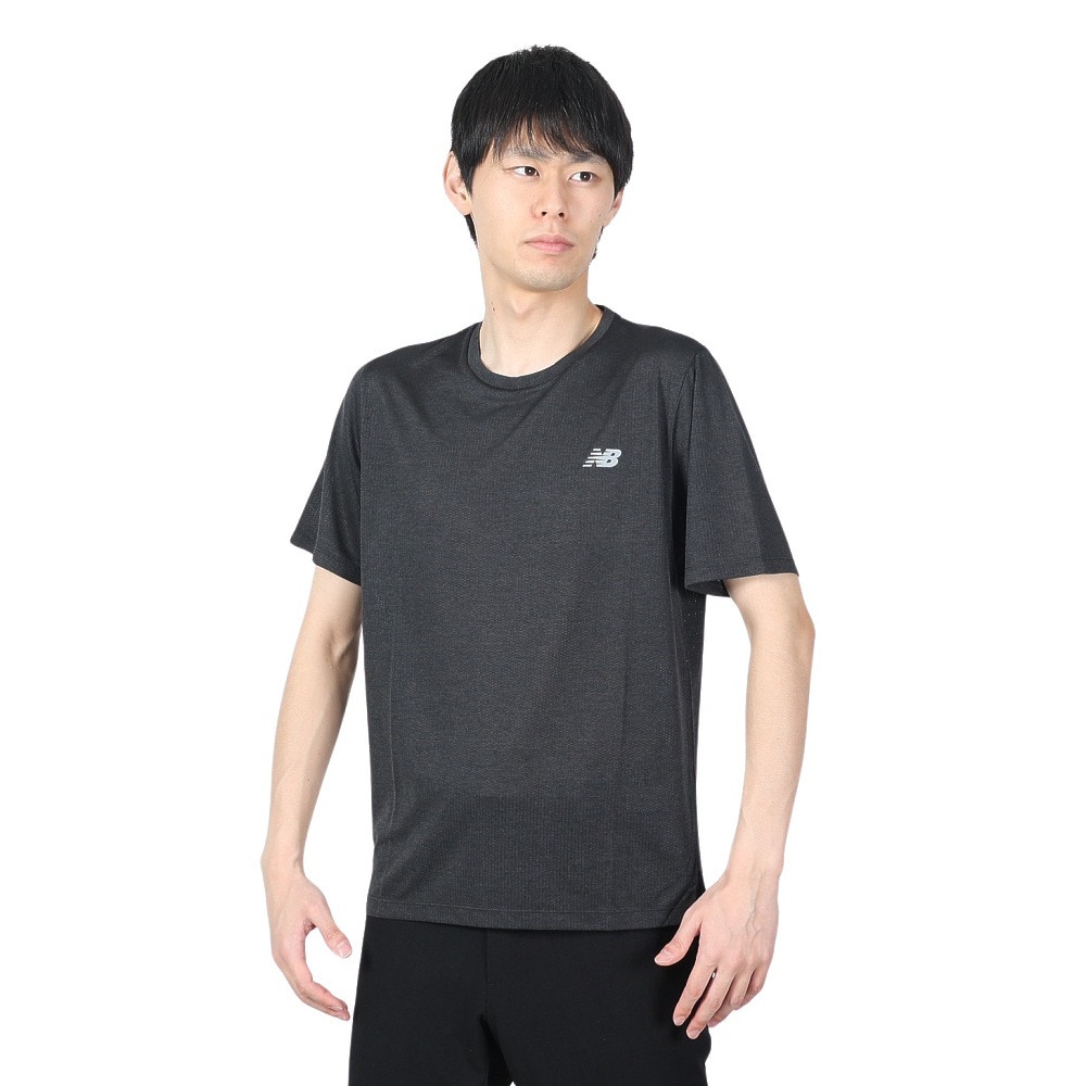 【楽天市場】ニューバランス Sport Essential s／Short Sleeve ウエルネス ランニングシャツ MT41253-BK ...