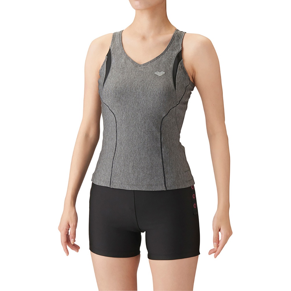 【楽天市場】アリーナ 大きめカラースナップ付きセパレ ーツ（差し込みフィットパッド ウエルネス フィットネス水着 LAR-3240W-MKBK ...