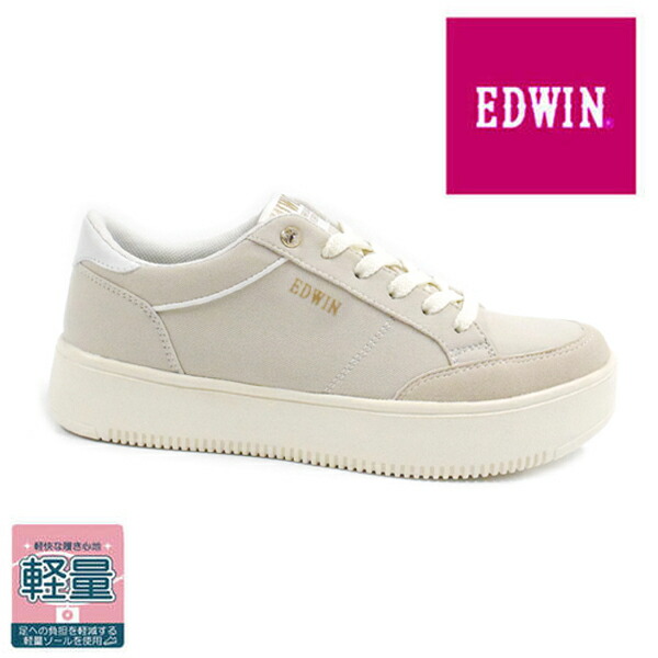 【楽天市場】超軽量＋厚底のNewスニーカー！EDWIN/エドウィン カジュアル レディース スニーカー ED-4325 アイボリー 厚底 軽量：Take it easy