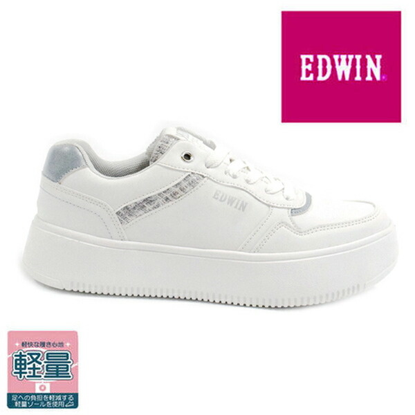 【楽天市場】超軽量＋厚底のNewスニーカー！EDWIN/エドウィン カジュアル レディース スニーカー ED-4326 ホワイト 厚底 軽量：Take it easy