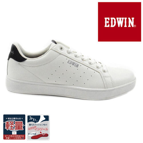 【楽天市場】新作セレクト！ジーンズブランドの老舗♪EDWIN/エドウィン カジュアル スニーカー EDW7034 ホワイト/ブラック 軽量 シンプル：Take it easy