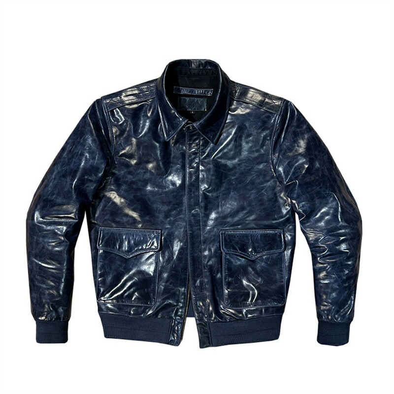 【楽天市場】A-2フライトジャケット 本革ジャケット 革ジャン ワックス加工 革ジャケット 牛革 a2ジャケット アメリカン 本革 折り襟 ...