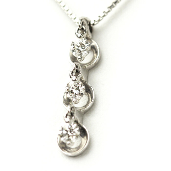 【楽天市場】トリロジー ダイヤモンド 0.3ct ネックレス K18WG 18金 ホワイトゴールド スリーストーン 3連 全長約46cm 20599 【中古】：たまや質店