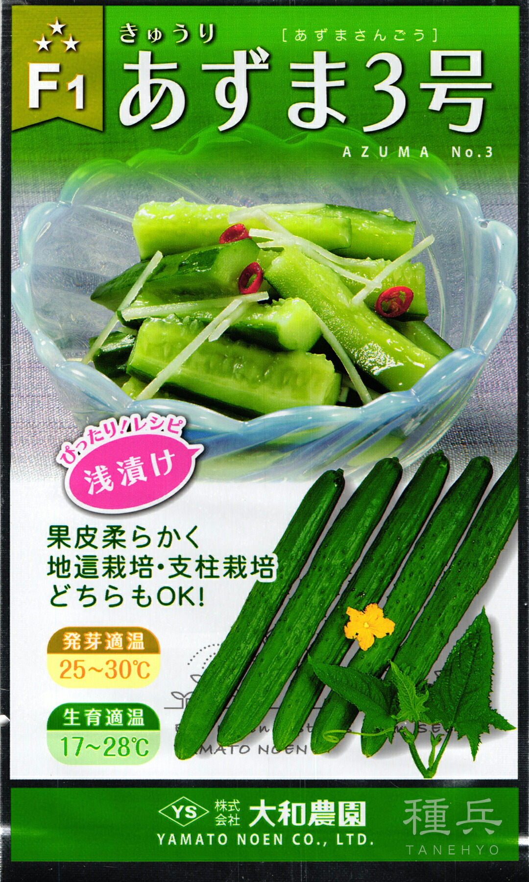 【楽天市場】地ばい兼用キュウリ 種 『あずま3号』 大和農園：種兵ネットショッピング