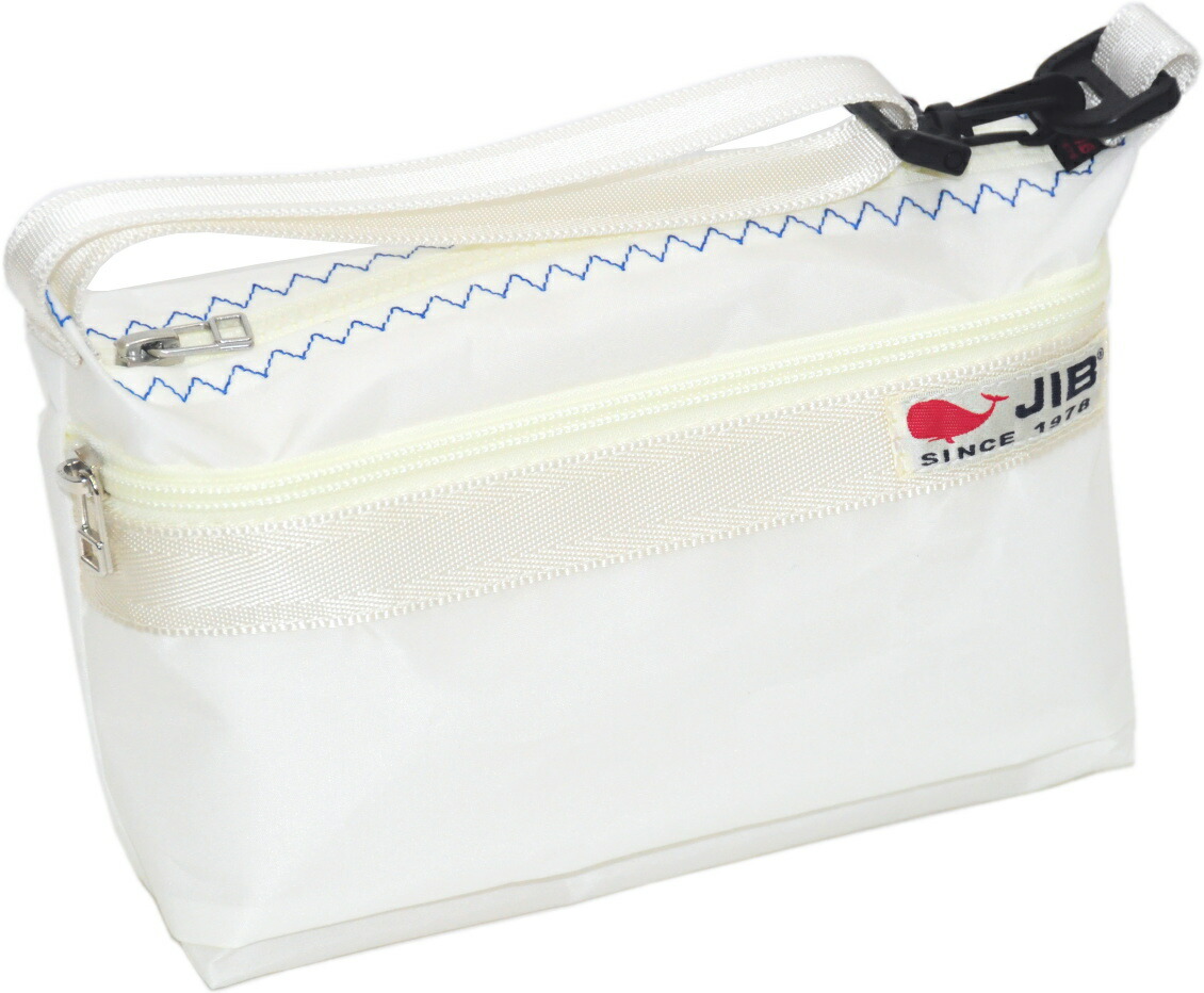 【楽天市場】JIB ハンドルポーチM HPOM ホワイト×ブルーステッチ23.5×15×7cm HPOM58：タニダWEBショップ