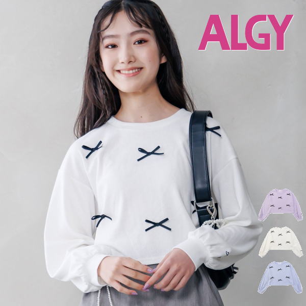 【楽天市場】【セール/10%OFF】25'春新作 ALGY アルジー りぼんリブロンT g106025 長袖Tシャツ 長そで 女の子 ガールズ キッズ ジュニアJr 子供服：子供服タンポポキッズ