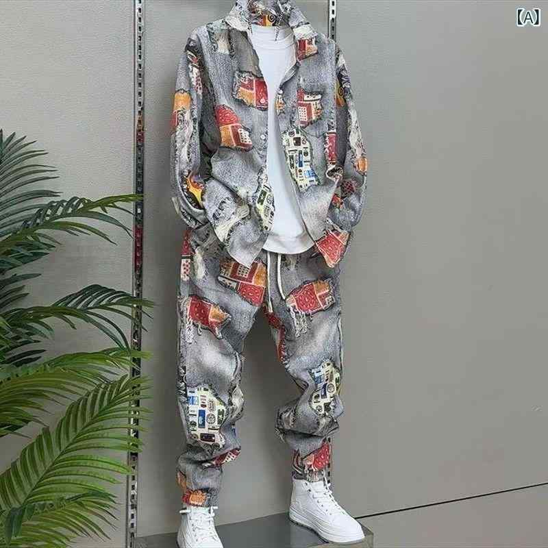 【楽天市場】セットアップ メンズ 男性用 カジュアル 春秋 ファッション 上下セット 長袖 シャツ ロングパンツ 2点 セット レトロ ...