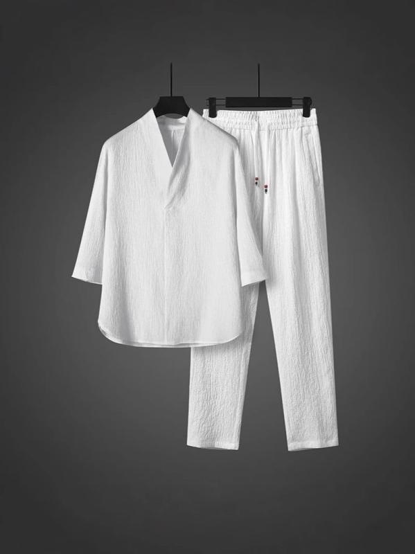 【楽天市場】セットアップ メンズ 民族風 Tシャツ & 長ズボン 上下 2点セット ポリエステル 薄手 夏 カジュアル リラックスウェア ...