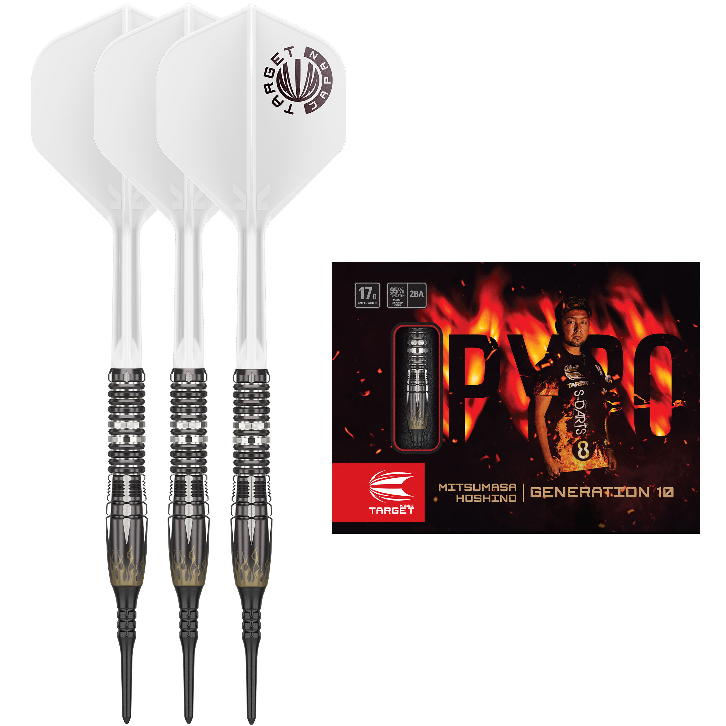 【楽天市場】新品PYRO GEN-10 95% 17G 2BA SOFT TIP DARTS（パイロ G10 ソフトチップダーツ ...