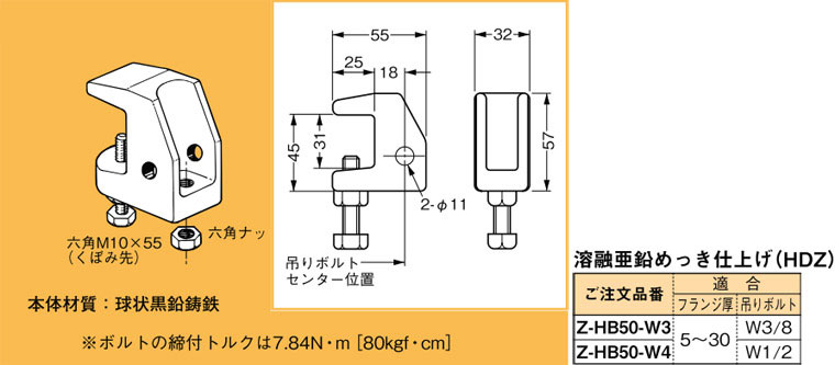 【楽天市場】Z-HB50-W4 ネグロス 吊り金具 吊りボルト用支持金具(一般形鋼用強力タイプ)：タロトデンキ