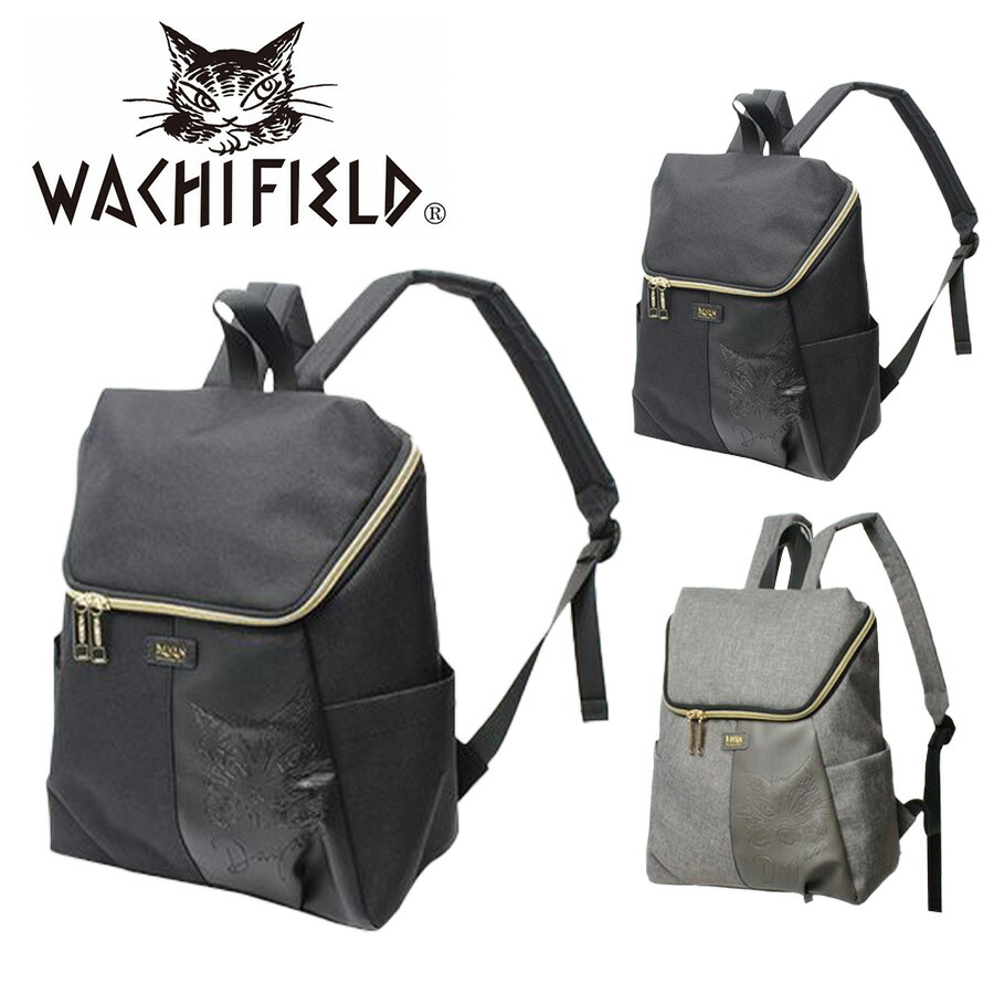 【楽天市場】【当店オリジナルエコバッグプレゼント中！】【WACHIFIELD】WTMC-06 リュック バックパック バッグ かばん カバン 鞄 買い物 わちふぃーるど 猫のダヤン ブラック ...