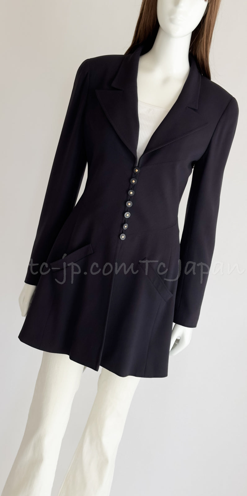 【楽天市場】[中古] シャネル ジャケット CHANEL ヴィンテージ ネイビー ウール100% 定番 ブレザー コート 38 40：TC ...