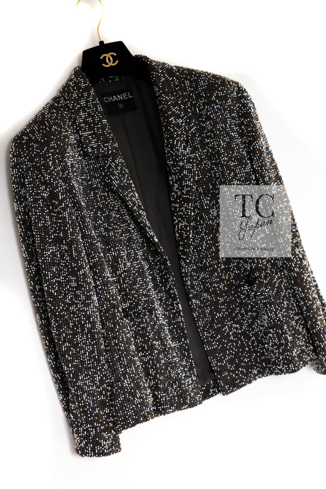 【楽天市場】[中古] シャネル ジャケット CHANEL ブラウン オリーブ ネイビー ビーズ イブニング パーティー 40 42：TC ...