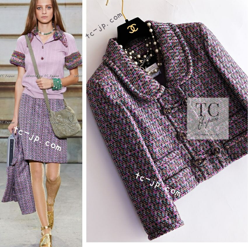 【楽天市場】[中古] シャネル ジャケット CHANEL 91万 アメジスト パープル ピンク マルチカラー カール・ラガーフェルド作品 超 ...