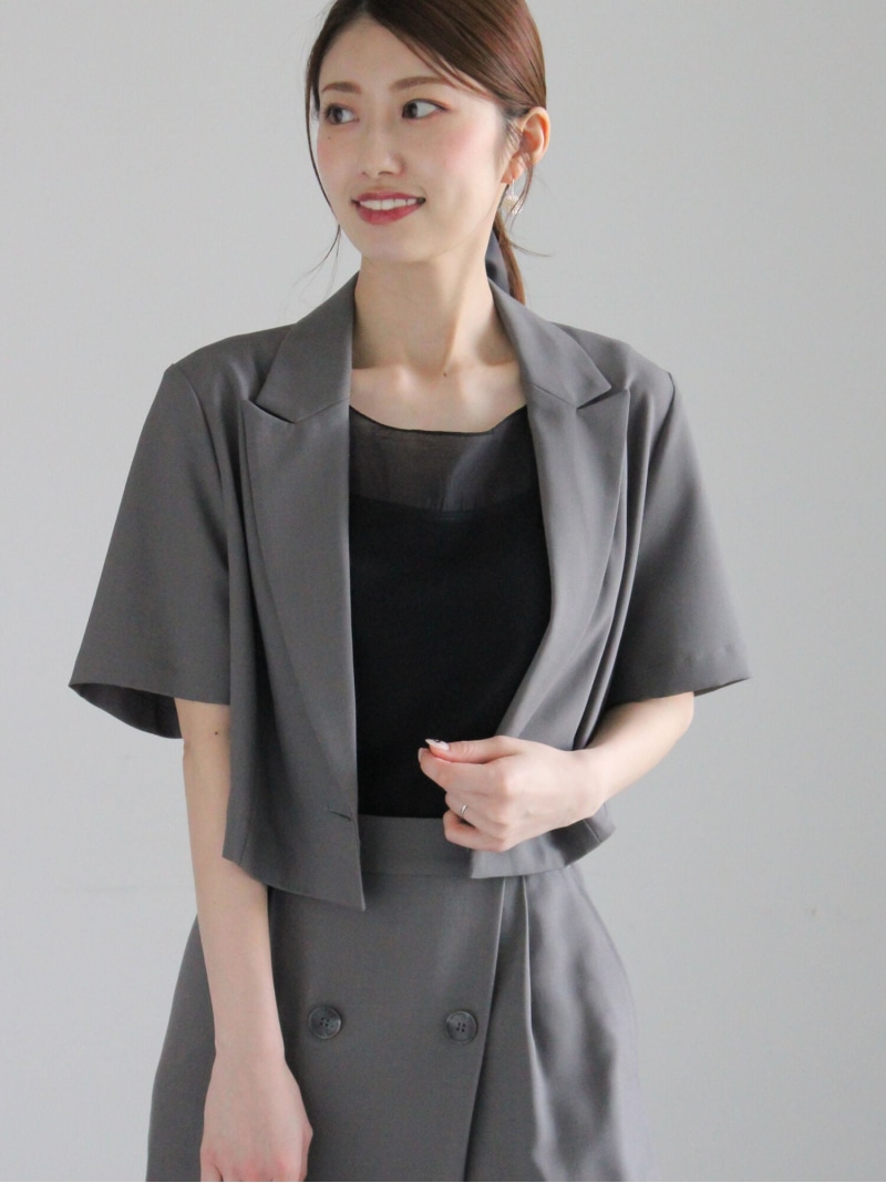 【楽天市場】【SALE／57%OFF】クロップドハーフスリーブジャケット(セットアップ可) Te chichi テチチ ジャケット・アウター ノーカラージャケット ベージュ グレー【RBA_E ...