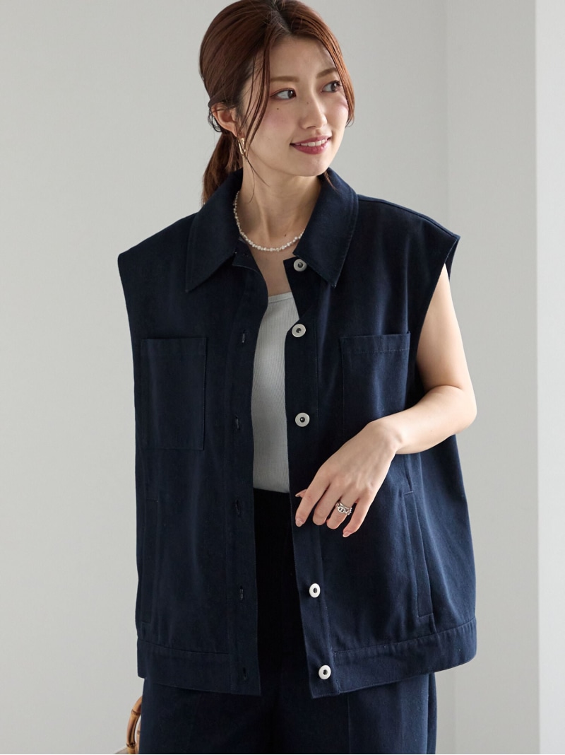 【楽天市場】デニムライクジレ(セットアップ可) Te chichi テチチ ジャケット・アウター ダウンジャケット・ダウンベスト ネイビー【送料無料】[Rakuten Fashion]：Te ...