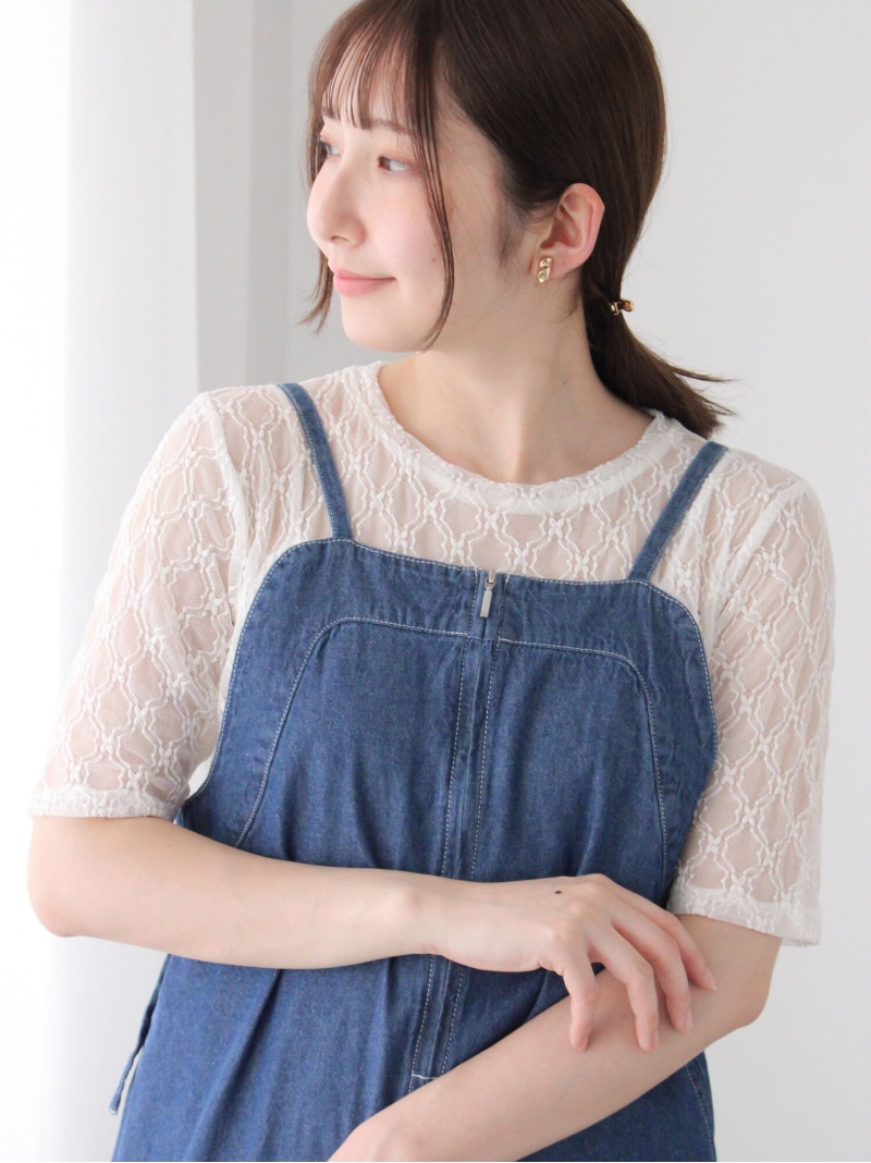 【楽天市場】半袖レーストップス Te chichi TERRASSE テチチ トップス カットソー・Tシャツ ホワイト ブラック[Rakuten Fashion]：Te chichi