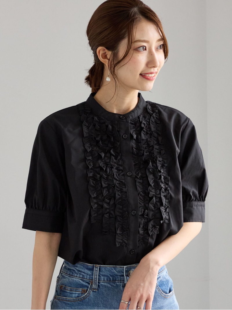 【楽天市場】【SALE／70%OFF】フロントフリル5分袖ブラウス Te chichi テチチ トップス シャツ・ブラウス ブラック ネイビー ブルー【RBA_E】[Rakuten ...