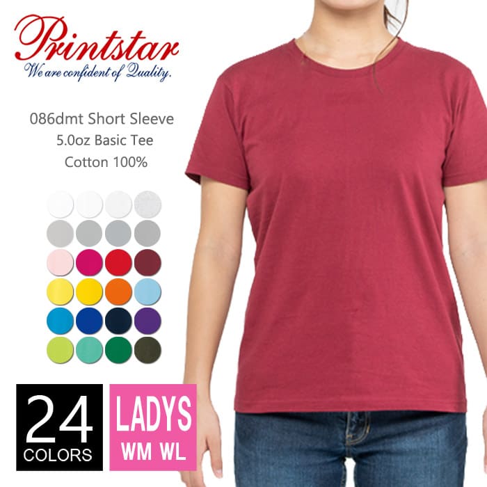【楽天市場】Tシャツ 無地 レディース 【メール便可 1着290円】【楽天最安値に挑戦】 Printstar(プリントスター) 5.0オンス ...