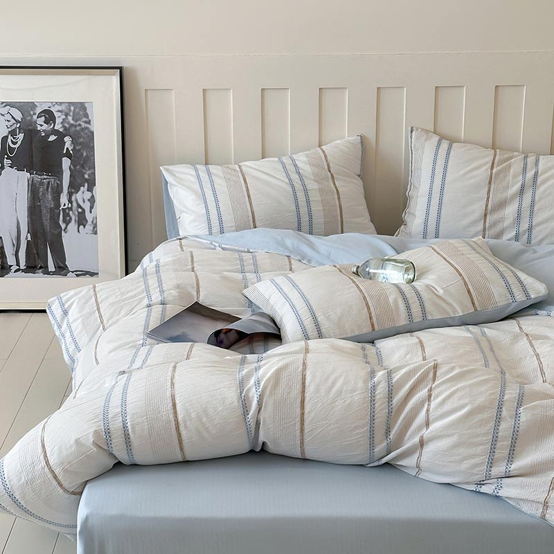 【楽天市場】布団カバー セット ストライプ柄 北欧 綿100％ ワイドキング ワイドダブル 寝具カバー ベッド用品 フラットシーツ ボックス ...
