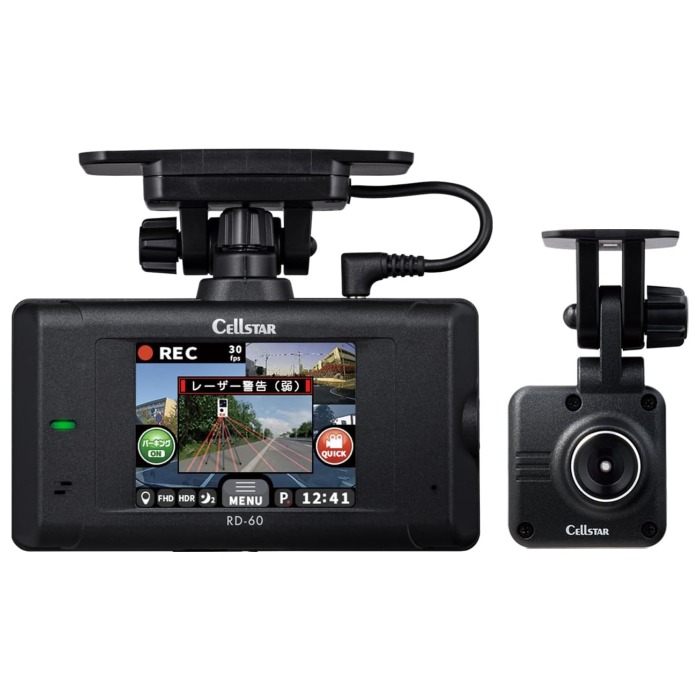 【楽天市場】【おまけ付！】RD-60 セルスター 前後2カメラドライブレコーダー × レーザー レーダー探知機 SDカード 64GB 付属 日本製 3年保証：てんこ盛り！