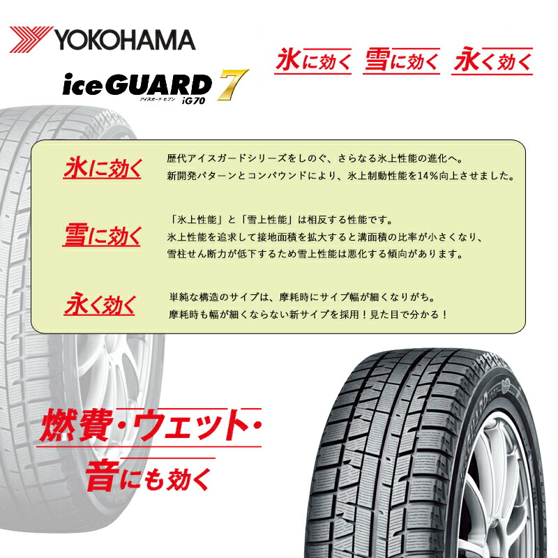 【楽天市場】スタッドレスタイヤ 175/65R15 YOKOHAMA iceGUARD 7 iG70 ヨコハマ アイスガード7 HOTSTUFF WAREN W06 ホットスタッフ ヴァーレン ...