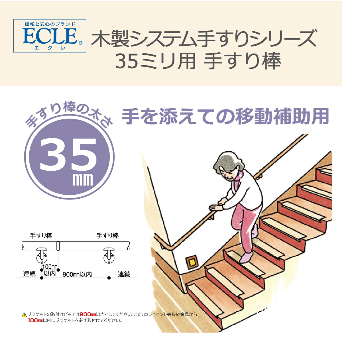 【楽天市場】マツ六 ECLE 木製 太さ35ミリ 手すり専用丸棒 1．5m クリアEL-T1515C【階段・廊下・パーツ・ブラケット・取付・て ...