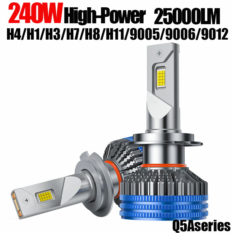 【楽天市場】最新モデル LEDヘッドライト [Q5A] H4 hi/lo H1 H7 H8 H9 H11 HB3 HB4 9012 240W 25000LM 6500K：TGK-SHOP