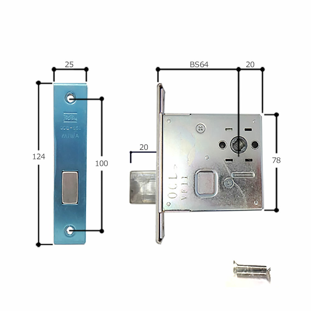【楽天市場】トステム 錠ケース QDB-851 MIWA バックセット64mm 左右兼用【LIXIL TOSTEM ポルトNX】【QDB851 BS64】：THE・KAGI堂