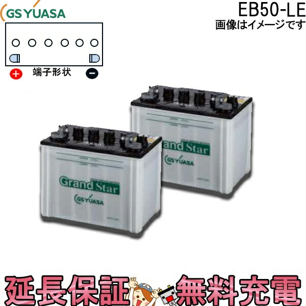 【楽天市場】2個セット 保証付 EB50 LE L形端子 ボルト締付端子 蓄電池 自家発電 GS YUASA ユアサ 小形電動車用鉛蓄電池 ...