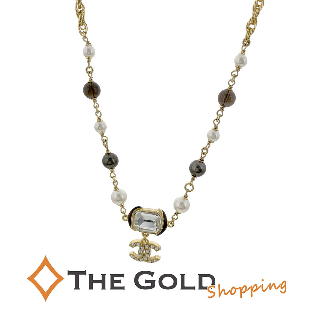 【楽天市場】シャネル パールラインストーンココマーク ネックレス スクリュー フェイクパール ラインストーン レディース ペンダント ...