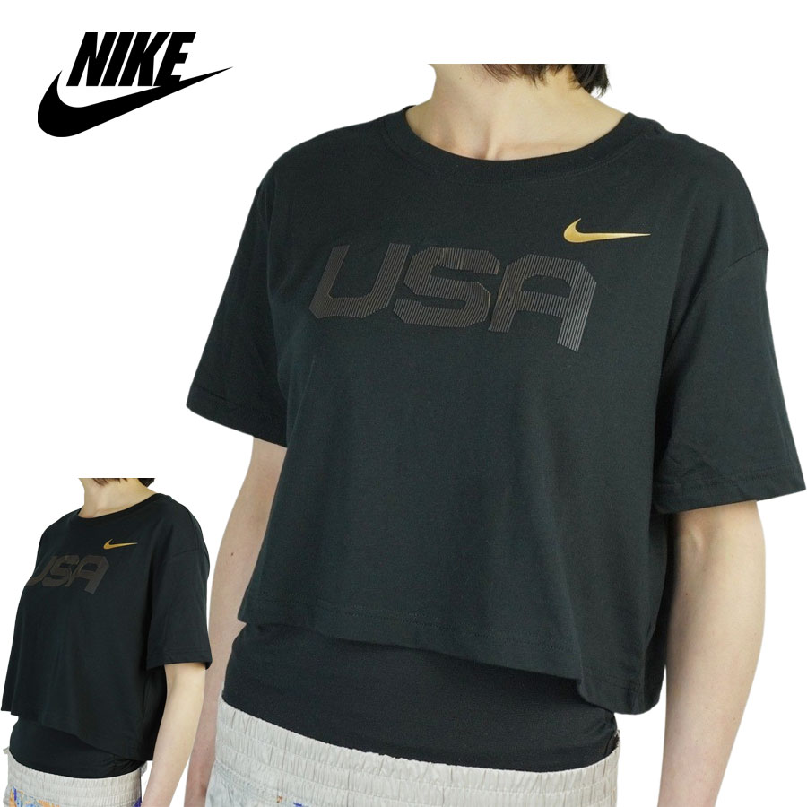 【楽天市場】【クリックポスト発送】NIKE ナイキレディース TシャツCQ4271 TEAM USA CROP TEEBLACK(ブラック)黒 ...