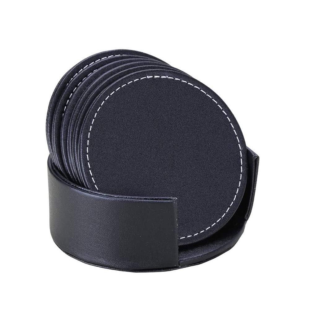 【楽天市場】レザー コースター 丸 コースター 6セット 収納ケース付き 滑り止め ホテルクラシックブラックノンスリップ 飲料パッド と収納 ...