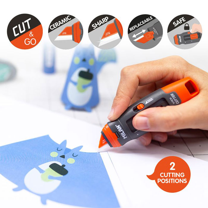 【楽天市場】MILAN ミラン スティック セラミック刃 カッター 【オレンジ＆グレー】Stick Cutter おしゃれ ヨーロッパ 文具 ...