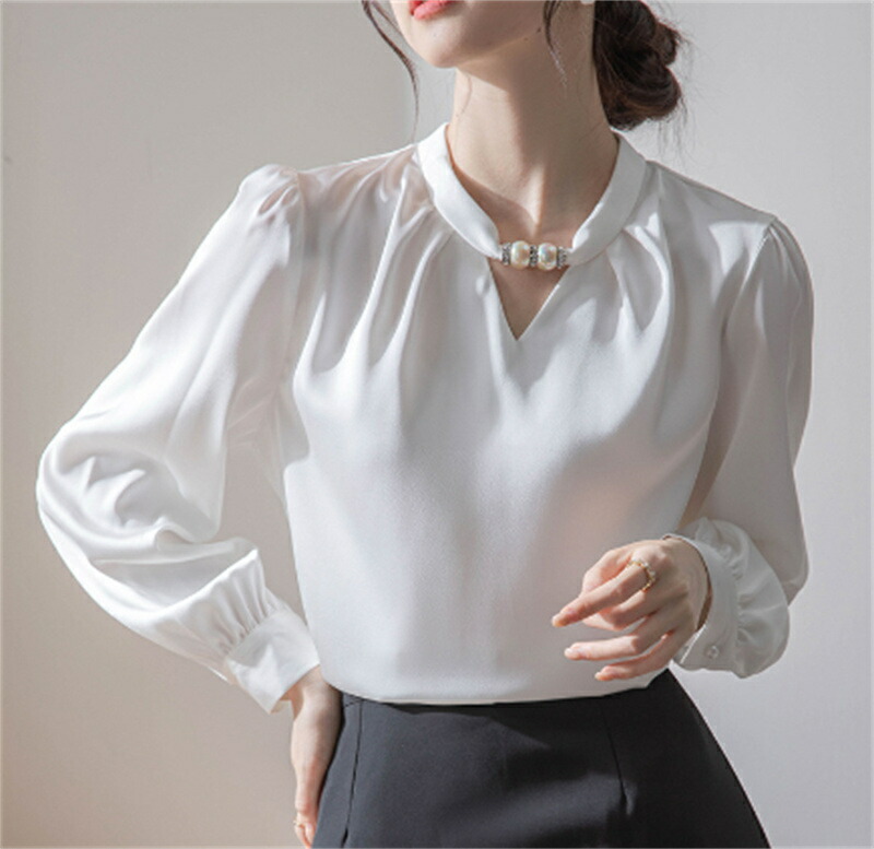 【楽天市場】ブラウス レディース 春夏 オシャレ 高品質 長袖ブラウス シフォンブラウス オフィス 40代 30代 50代 エレガント 韓国風 ...