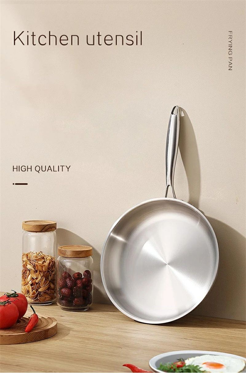 【楽天市場】五層ステンレス コーティングなし ガラス蓋付き リベットなし 洗浄しやすい シェフ向け 多種コンロ対応 ノンスティック フライパン ...