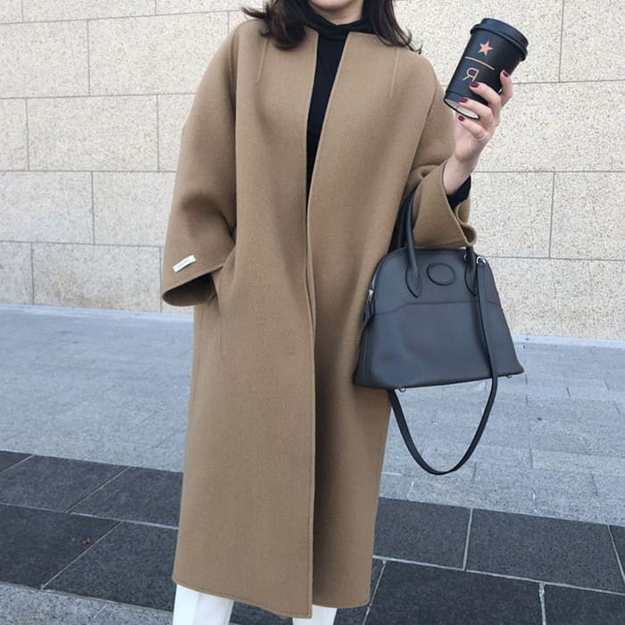 【楽天市場】シンプルコート ノーカラー ゆったり感 無地 きれいめ 6色 ロング丈 おしゃれ レディース 高校生 10代 20代 30代 40 ...