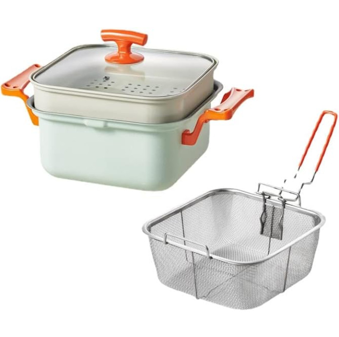 【楽天市場】多機能フライパン キッチンラック家庭用小型フライパン 大容量ステンレスフィルター システムパン唐揚げ、フライドチキン、フライド ...