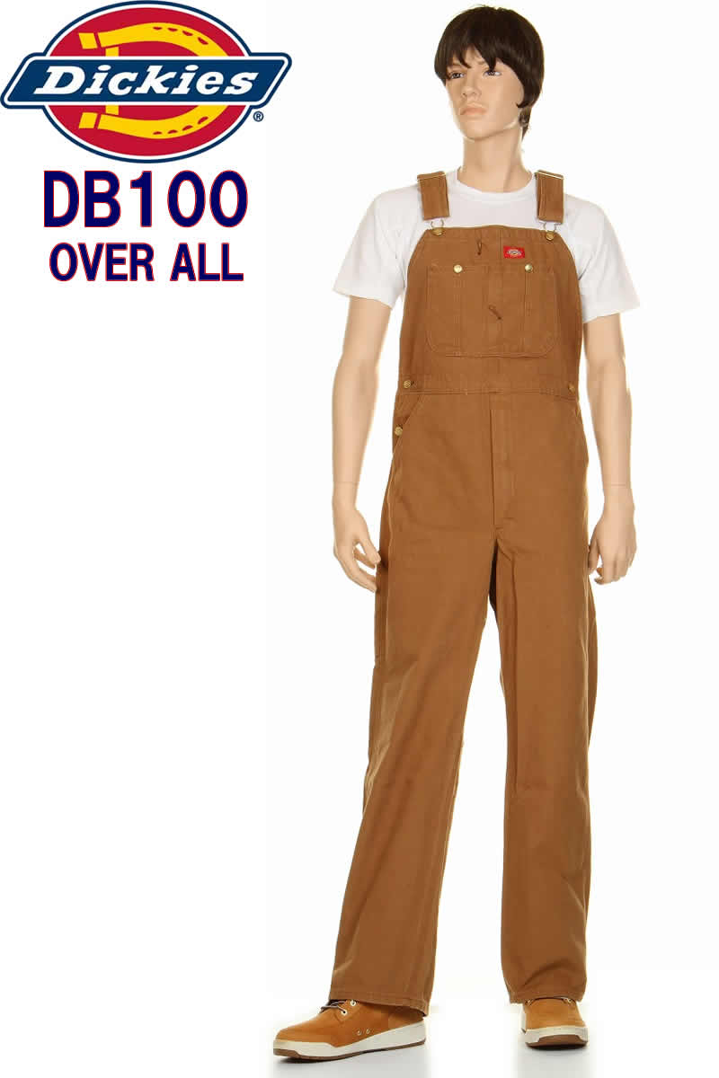 【楽天市場】Dickies ディッキーズ DB100 RBD BROWN BIB OVERALL ダック生地 RIGID オーバーオール リジット ブラウン カーキ 裾上げOK【デッキーズ ...