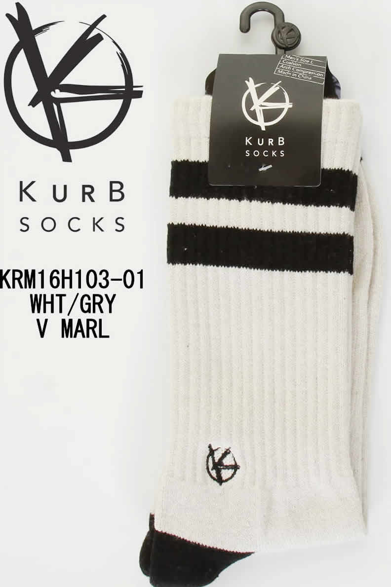 【楽天市場】KURB SOCKS KRM16H103-01 WHT/GRY V MARL ソックス 1P スケボーソックス スケードボード ...