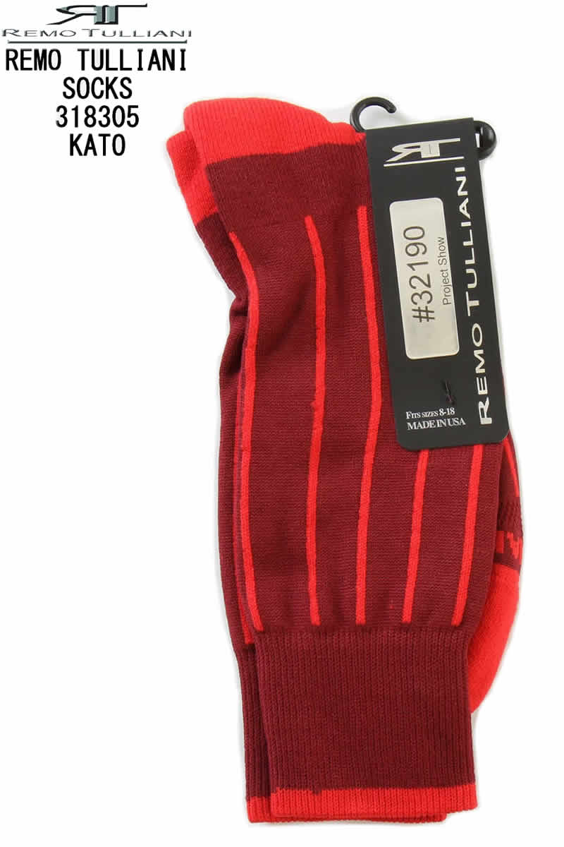 【楽天市場】REMO TULLIANI SOCKS レモ トゥリアーニ 318305 KATO ソックス 1P ストライプ ソックス レッド ...