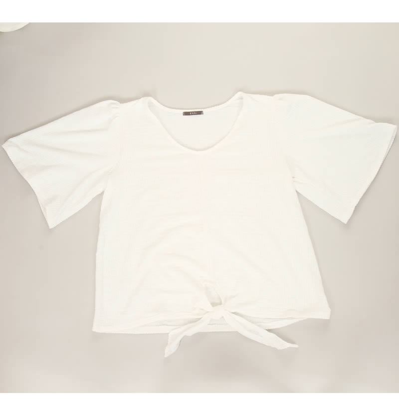 【楽天市場】gyft tops lady's レディース半袖Tシャツ リボン結び Tシャツ ホワイト ボリューム袖 ルームウェア デザインT ...