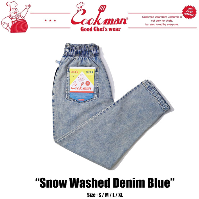 【楽天市場】即納 クックマン COOKMAN シェフパンツSnow Washed Denim Blue ウォッシュ デニム ブルー 231 ...