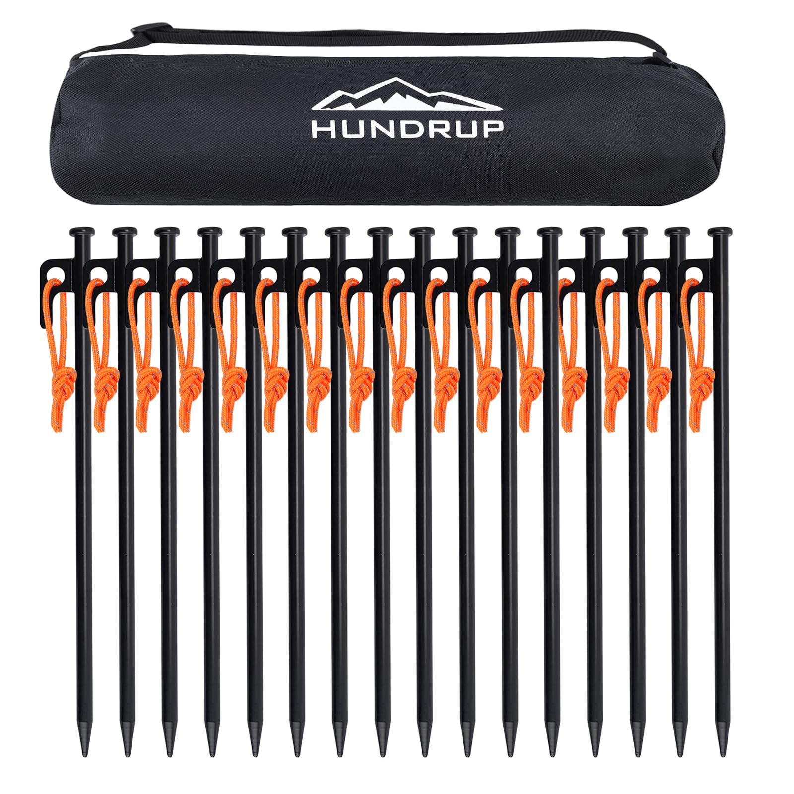 【楽天市場】HUNDRUP【強化版】 ペグ 20cm/25cm/30cm/40cm 10本/16本 ペグセット 鍛造ペグ レーザー溶接 反射材 ...